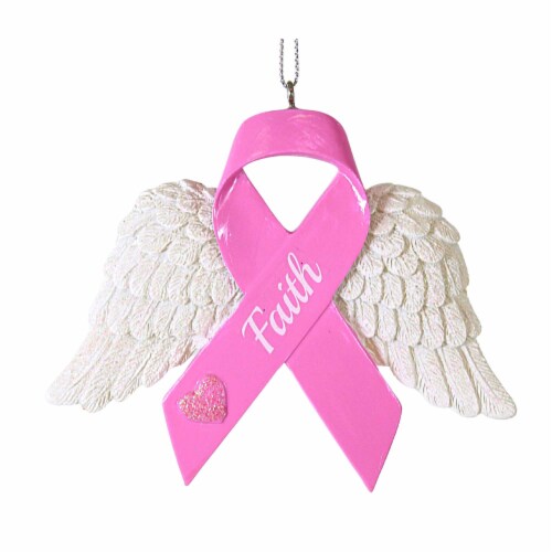 Kurt S Adler Pink Ribbon Wing Ornament 350in Faith Breast Cancer 1