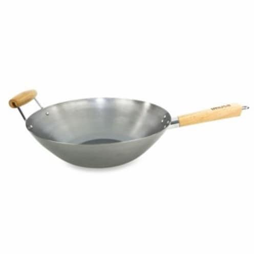 IMUSA 14 Inch Natural Carbon Steel Wok with Wood Handle 14 Foods Co