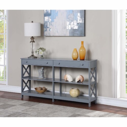 Oxford 2 Drawer 60 inch Console Table with Shelves 60x12x31.5 Gerbes Super Markets