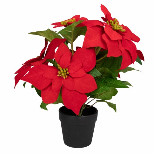Northlight 13 5” Scarlett Red And Green Artificial Poinsettias Flower