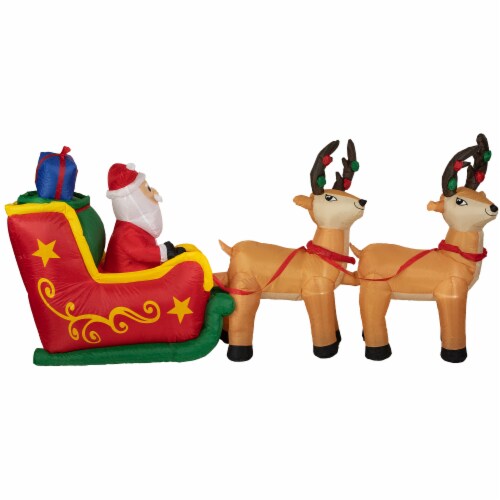 Northlight 8 Inflatable Santas Sleigh And Reindeer Outdoor Christmas