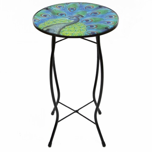 Peacock glass table store
