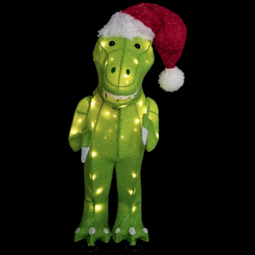 Northlight 30 Led Lighted Tinsel Santa T Rex Dinosaur Outdoor Christmas
