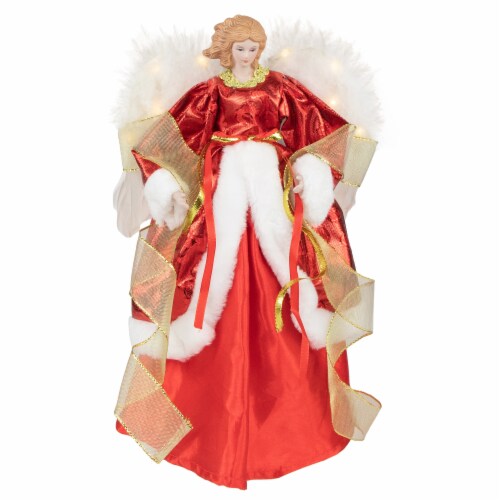 Northlight Angel With Lighted Wings Christmas Tree Topper 14 Red