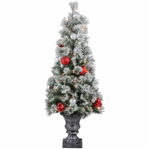 Northlight 4’ Pre-Lit Potted Snowy Bristle Pine Flocked Artificial ... Northlight 4’ Pre-Lit Potted Snowy Bristle Pine Flocked Artificial ...