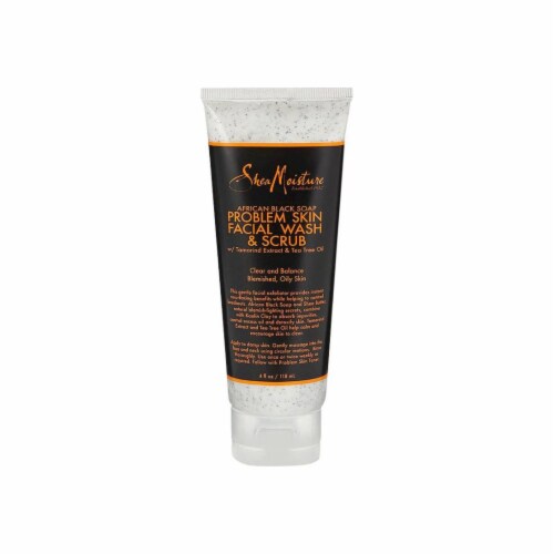 Shea Moisture African Black Soap Problem Skin Facial Wash And Scrub 4 Oz
