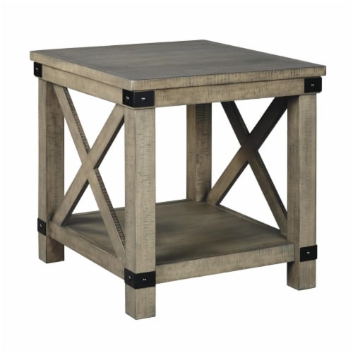 Farmhouse Style End Table With X Shaped Sides And Open Bottom Shelf Gray Saltoro Sherpi 24x26x25 Smith s Food and Drug