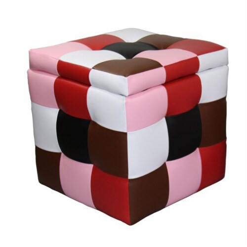 2 Piece Tufted Faux Leather Upholstered Storage Ottoman Multicolor