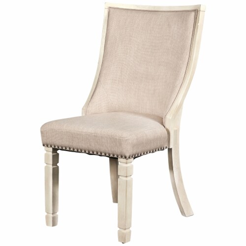 Fabric Upholstered Wooden Arm Chair With Nailhead Trims Set Of 2