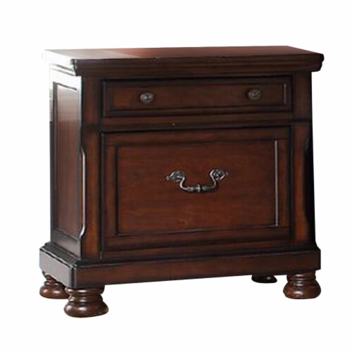 Two Drawers Wooden Nightstand With Bun Feet Brown Saltoro Sherpi 29x18x30 Kroger