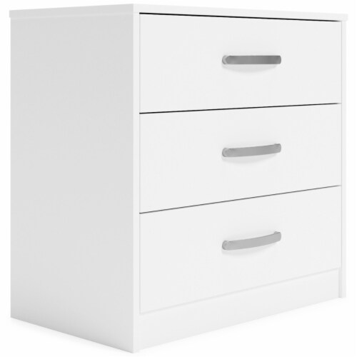Chest with 3 Drawers and Curved Metal Pulls, White, Saltoro Sherpi, 1 ... Chest with 3 Drawers and Curved Metal Pulls, White, Saltoro Sherpi, 1 ...