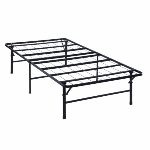 Adel Twin Size Low Profile Bed Foldable Metal Frame Black Saltoro Sherpi 37x73x16 Gerbes Super Markets