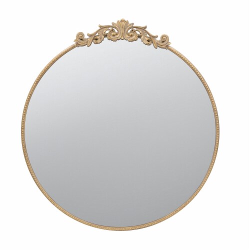 Kea 39 Inch Vintage Oval Wall Mirror, Gold Metal Frame, Baroque Design ... Kea 39 Inch Vintage Oval Wall Mirror, Gold Metal Frame, Baroque Design ...