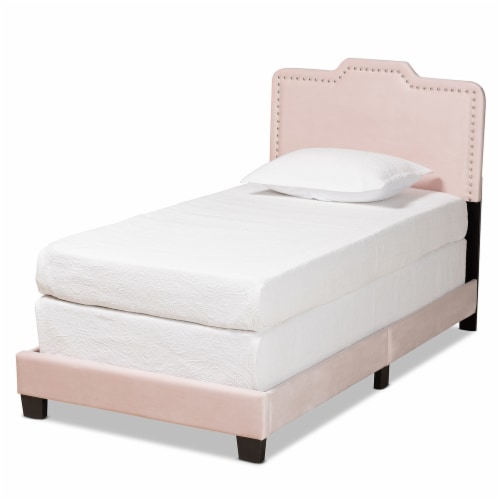 Baxton Studio Benjen Glam Light Pink Velvet Fabric Upholstered Twin Size Panel Bed Twin Pay Less Super Markets