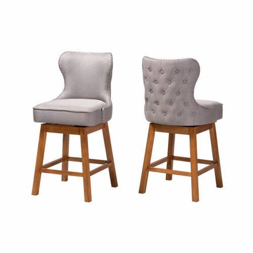 Baxton Studio Gradisca Modern Grey Fabric and Walnut Brown Finished Wood 2 Piece Swivel 1 unit Kroger