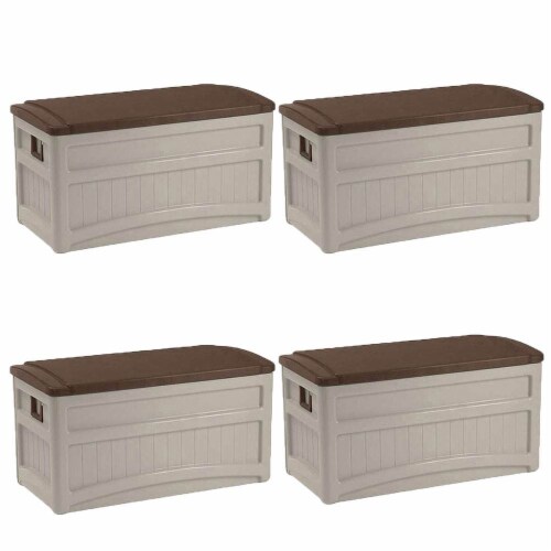 Suncast 73 Gallon Outdoor Patio Resin Deck Storage Box w/ Wheels, Taupe ... Suncast 73 Gallon Outdoor Patio Resin Deck Storage Box w/ Wheels, Taupe ...
