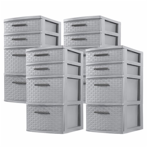 Sterilite 26226a02 Medium Weave 4 Drawer Organizer Storage Tower Gray