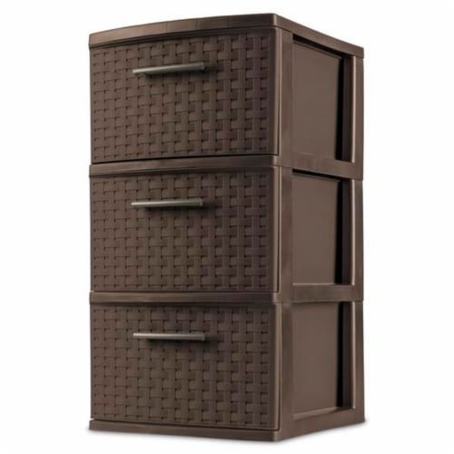 Sterilite 3 Drawer Decorative Plastic Weave Storage Tower 6 Pack Espresso 6 Piece QFC