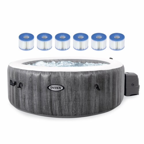 Intex Purespa Plus Greywood Inflatable Hot Tub Jet Spa With 6 Filter Cartridges 2 Piece Pick