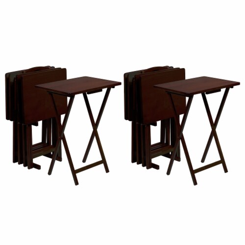 PJ Wood Portable Folding TV Snack Tray Table Desk Stand Espresso 10 Pack 2 Piece King Soopers