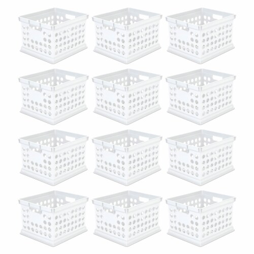 Sterilite Stackable Plastic Storage Open Crate Bin Organizer Box White