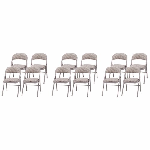 MECO Sudden Comfort Deluxe Metal Fabric Padded Folding Chair Set Gray 12 Pack 3 Piece Smith s Food and Drug