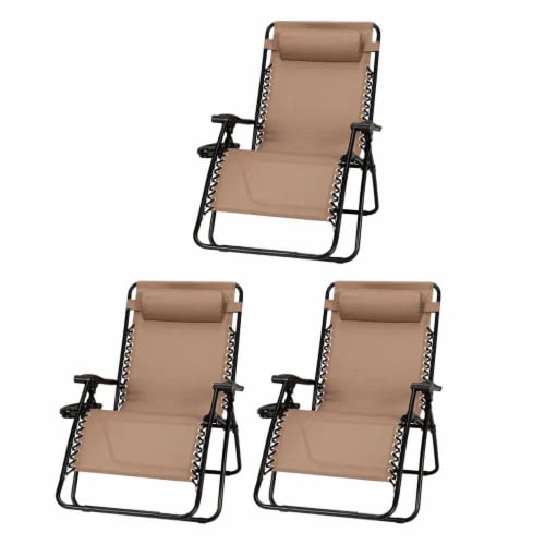 Four Seasons Courtyard Sunny Isles XL Zero Gravity Outdoor Chairs 3 Pack Brown 3 Piece Fred Meyer