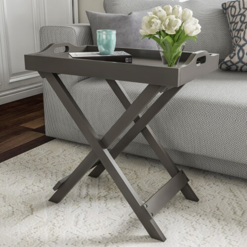 Lavish Home Gray Wooden Folding Tray Table With Removable Top Portable End Table 22Lbs Capaci 1 unit Fred Meyer