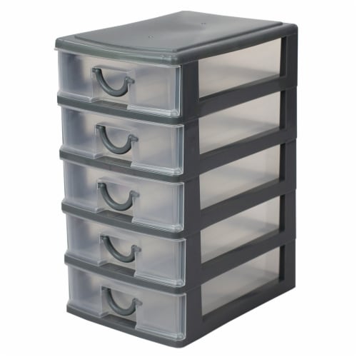 Home Basics 5 Tier Plastic Drawer Organizer Grey 1 Unit Kroger