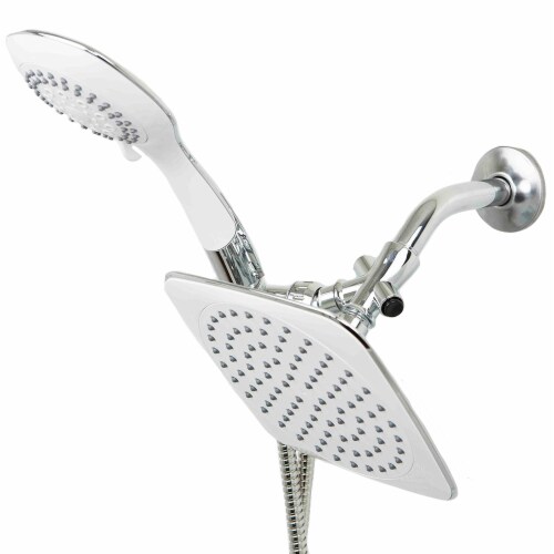 Home Basics Dual Shower Massager With Rainfall Head Set Chrome 1 Unit Kroger