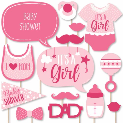 Big Dot of Happiness It s a Girl Pink Baby Shower Photo Booth Props Kit 20 Count 20 Count Ralphs