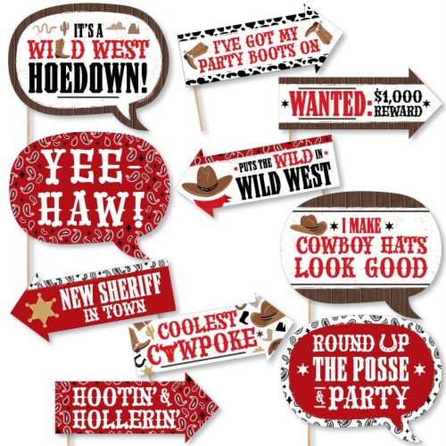 Big Dot of Happiness Funny Western Hoedown Wild West Cowboy Party Photo Booth Props 10 Pc 10 Count Kroger