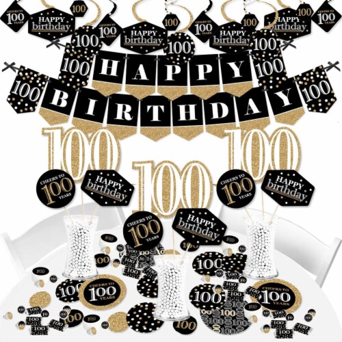 Big Dot Of Happiness Adult 100th Birthday Gold Party Supplies Decor