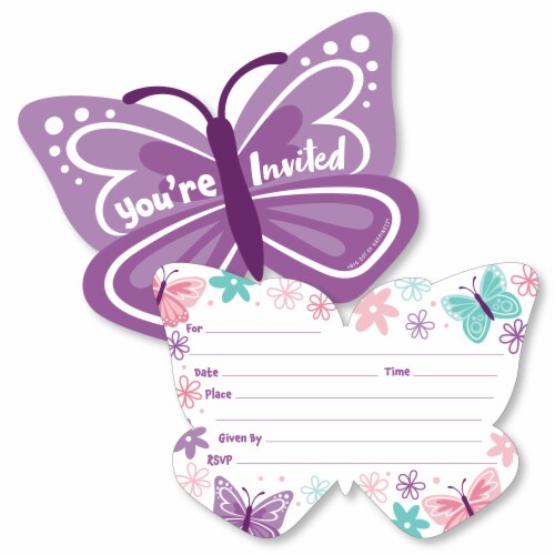 Big Dot of Happiness Beautiful Butterfly Party Shaped Fill In Invites Envelopes 12 Ct 12 Count Fry s Food Stores