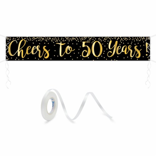 Cheers To 50 Years Banner 50th Birthday Party Decorations Black Gold