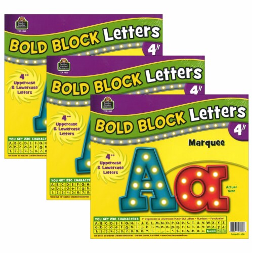 Teacher Created Resources Marquee Bold Block 4 Letters Combo Pack 230