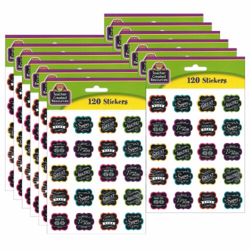 Teacher Created Resources Chalkboard Brights Stickers 120 Pack 12 Packs