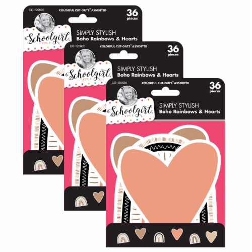 Carson Dellosa Education Cd 120626 3 Boho Rainbows And Hearts Cut Outs