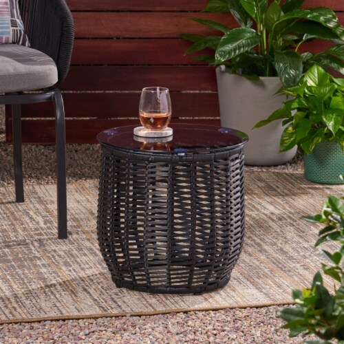 Black wicker side table store