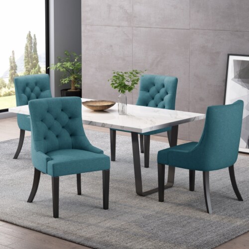 Stacy Hourglass Fabric Dining Chairs Set of 4 dark teal Set of 4 Smith s Food and Drug