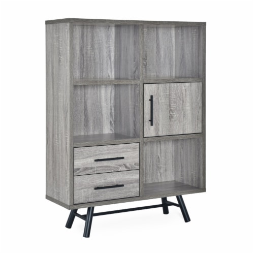 Bokchito Modern Industrial 6 Shelf Multi-Functional Cabinet brown oak ... Bokchito Modern Industrial 6 Shelf Multi-Functional Cabinet brown oak ...