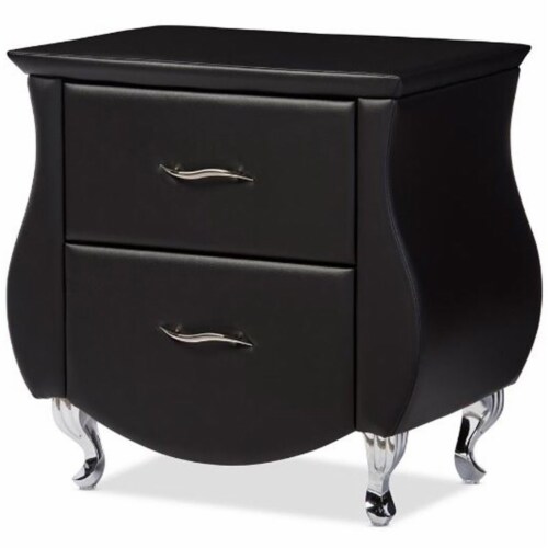 Bowery Hill 2 Drawer Faux Leather Nightstand in Black 1 Smith s Food and Drug