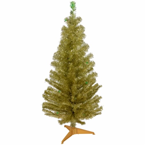 Northlight 4' Pre-Lit Gold Iridescent Tinsel Slim Artificial Christmas ... Northlight 4' Pre-Lit Gold Iridescent Tinsel Slim Artificial Christmas ...