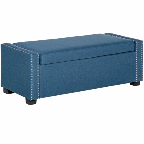 40 Nailhead Trim Upholstered Flip Top Storage Bench Fabric Ottoman