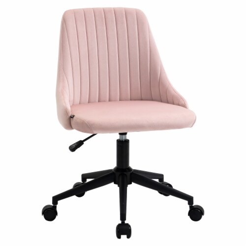 Mid Back Swivel Office Velvet Fabric Scallop Shape Computer Desk Chair Pink 1 Unit Kroger