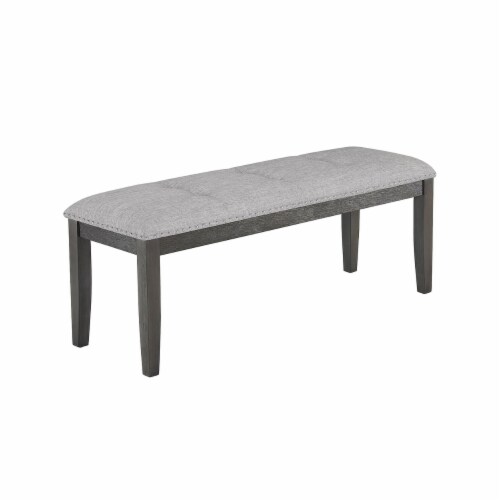 Amber 48 Inch Bench Fabric Upholstery Cushioned Wood Frame Gray
