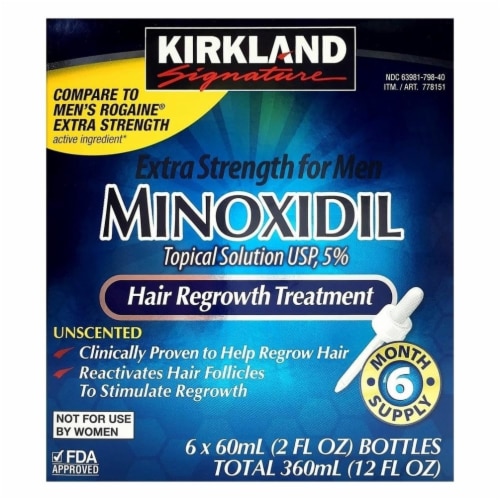 Kirkland Minoxidil 5 Extra Strength 6 Month Supply Mens Hair Treatment