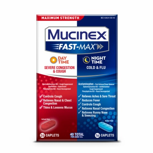 Mucinex Fast Max Day Time Severe Congestion And Cough And Night Time Cold And Flu Caplets 40 Count