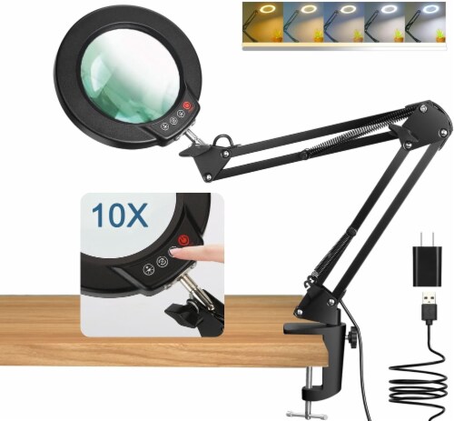 10X Magnifying Glass with Light and Clamp Real Glass Stand Lighted Magnifier 1 Count Harris Teeter