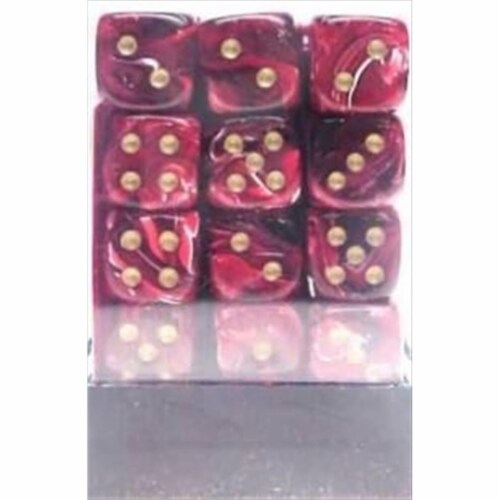 Chessex Manufacturing 27834 12 Mm Vortex Burgundy With Gold Numbers D6 Dice Set Of 36 36